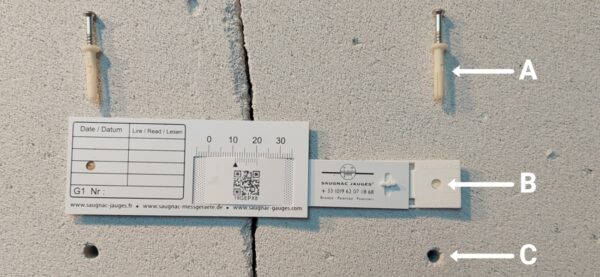 Jauge G1 - Mesure des fissures intérieures / extérieures